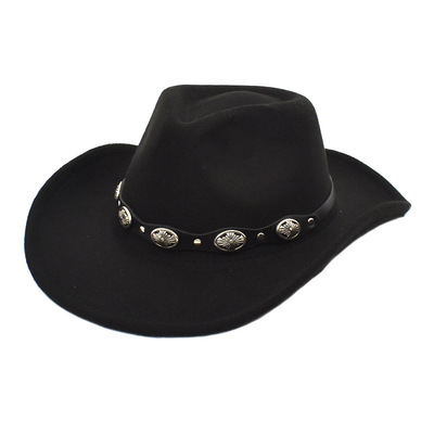 New Ethnic Minority Woolen Western Denim Top Hat Male and F