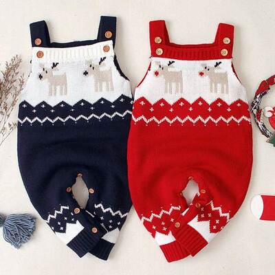 Christmas Baby Boys Girls Cartoon Braces Rompers Clothes New