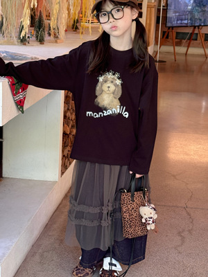 韩国正品叠穿真两件套牛仔裤2025秋款女童阔脚裤新款25706