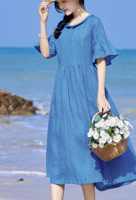 文艺棉麻女装2022春夏色织复古