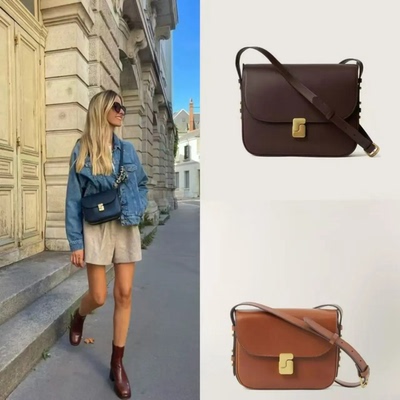 SOEUR 法国小众设计2024新款牛皮小方包高级质感豆腐单肩斜挎女包