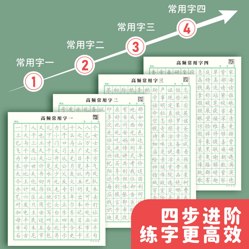 硬笔书法纸练字本高频常用字帖小学生初中生专用成年男女大学生儿童练字趣味控笔训练 基础笔画 偏旁描红成人楷书入门临摹套装