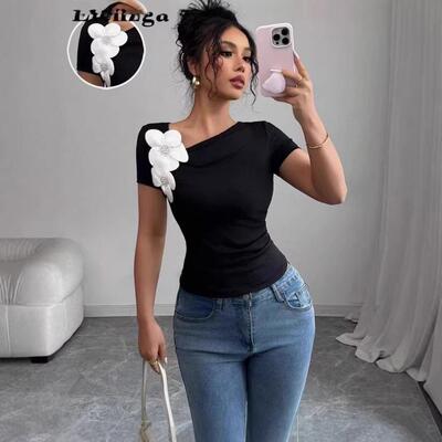 New Spring Summer Ruched Fitted Slimming Design Floral Short