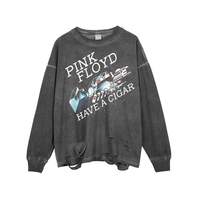 长袖潮青少年复古水洗破洞