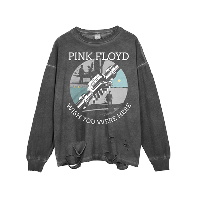 长袖潮青少年破洞水洗复古