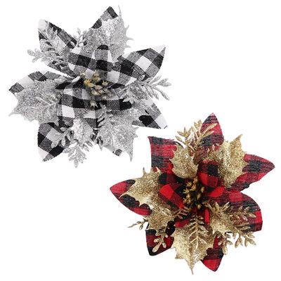Christmas tree Decorations Gold Pink Grid Christmas Flowers
