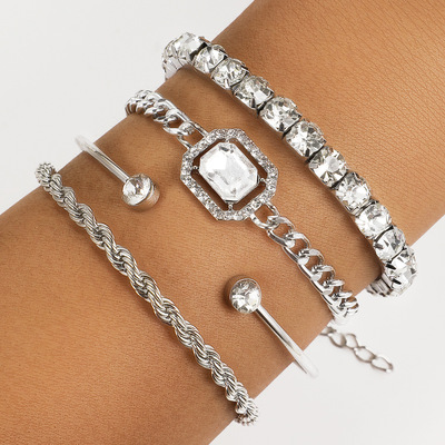 hyperbole women's jewelry retro punk diamond bracelet Set 新
