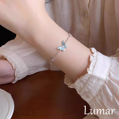 S925纯银森系灵动蝴蝶手链女轻奢