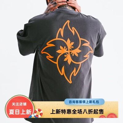 夏季潮重磅纯棉宽松情侣男女短袖