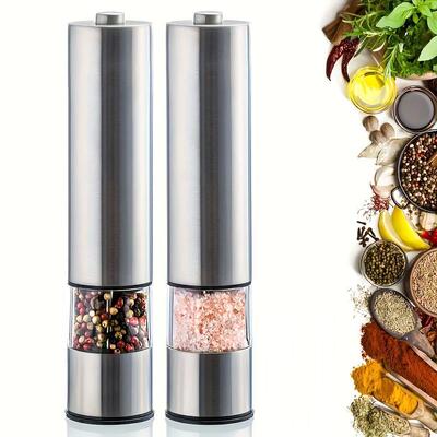 Electric Salt Pepper Grinder Set One Handed Operation Stainl