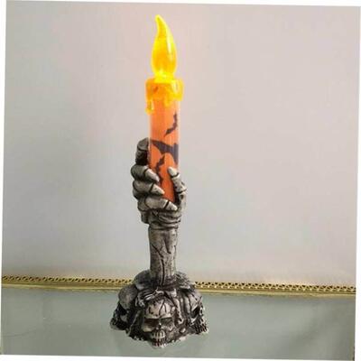 Halloween LED Lights Horror Skull Ghost Holding Candle Lamp