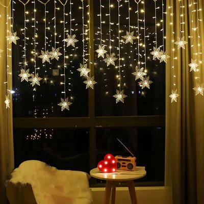 3.2M Christmas Snowflakes LED String Lights Flashing Fairy