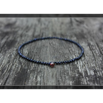 狐步舞男女情侣石榴蓝砂石细手链