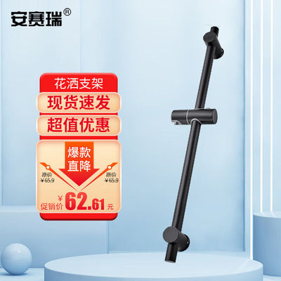 安赛瑞花洒支架304不锈钢可升降杆手持花洒配件圆形黑色7J00403