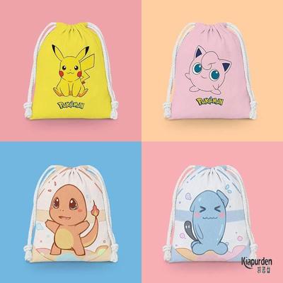 精灵宝可梦束口袋抽绳卡通小布袋学生杂物收纳袋化妆包可携式洗漱