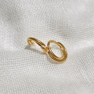 仙人 钛合金 “回旋曲”16g镀金耳环 /耳骨环 /卡扣环/鼻中隔