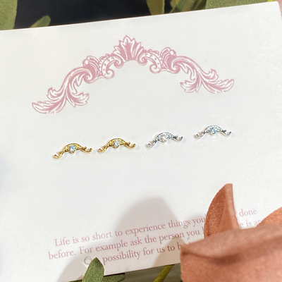 仙人 钛合金“少女裙摆”镀金/白金耳钉/耳蜗钉/耳骨钉女flat跑环