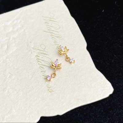 仙人 钛合金“睡莲”镀金耳钉耳坠耳骨钉flat 高级感小众敏免摘