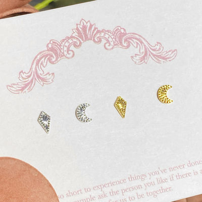 仙人 钛合金“菱格”镀金/白金耳钉耳蜗钉耳骨钉flat 0.9牙 免摘