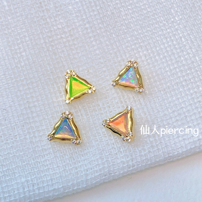 仙人 钛合金“debate”镀金澳宝耳钉/耳骨钉/耳蜗钉 16/18g内螺纹