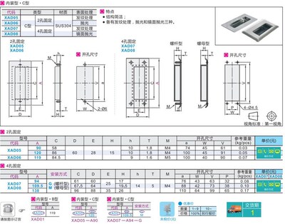 暗式拉手 XAD05/06/07/08-A90/A120/A119/A94/A109.5/A138-G/M