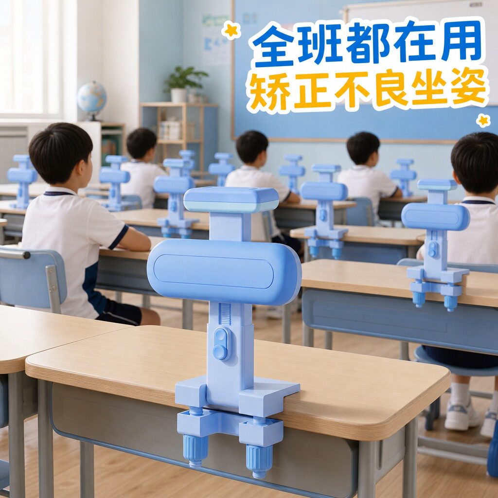 坐姿矫正器可托下巴桌面款小学生防低头防近视读写护眼台矫纠正作业写字姿势带灯支架视力保护器学习桌防驼背