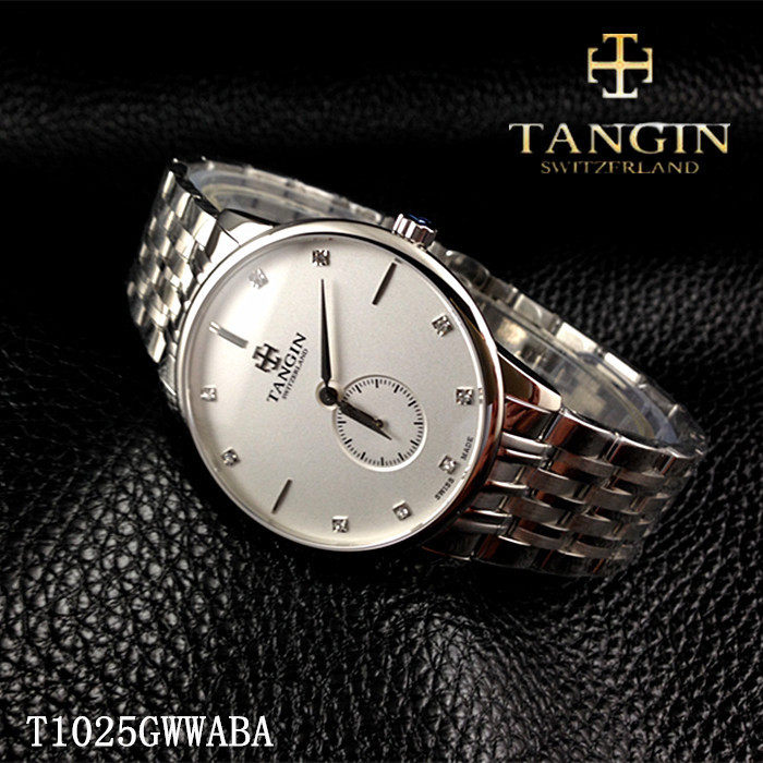 瑞士tangin天珺手表男士石英表卢伽诺系列情侣表男独立秒针1025_虎窝淘