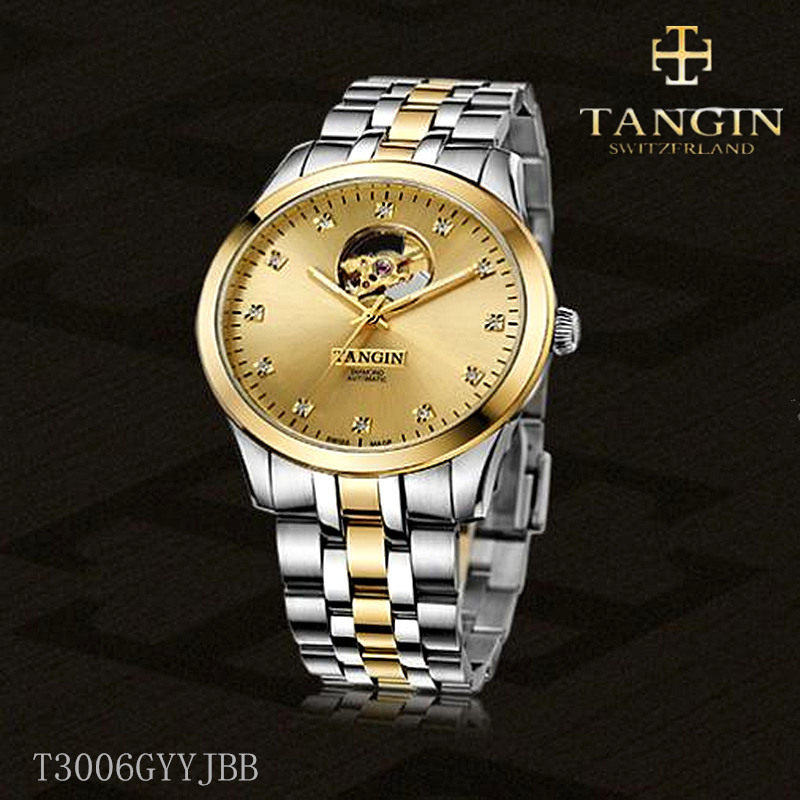 瑞士tangin天珺手表正品18K金全自动机械男表T3006GYYJBB镂空3006_虎窝淘
