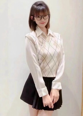 学院风格纹针织背心马甲