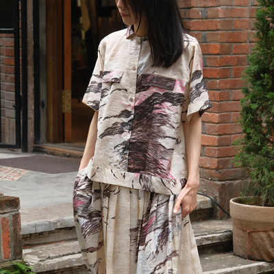 inLESS丨RUNAWAY BICYCLE ALFIE PRINTED 真丝印花短袖衬衫女