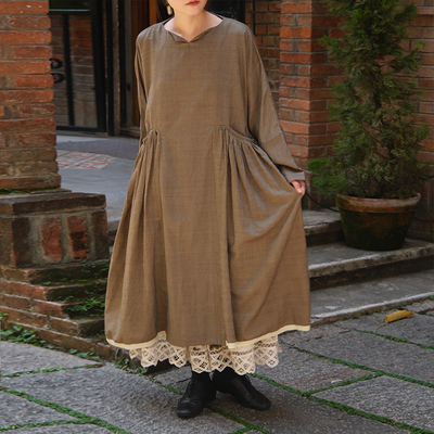 【SALE】AODRESS no.15 neck cut side gather 大口袋连衣裙女