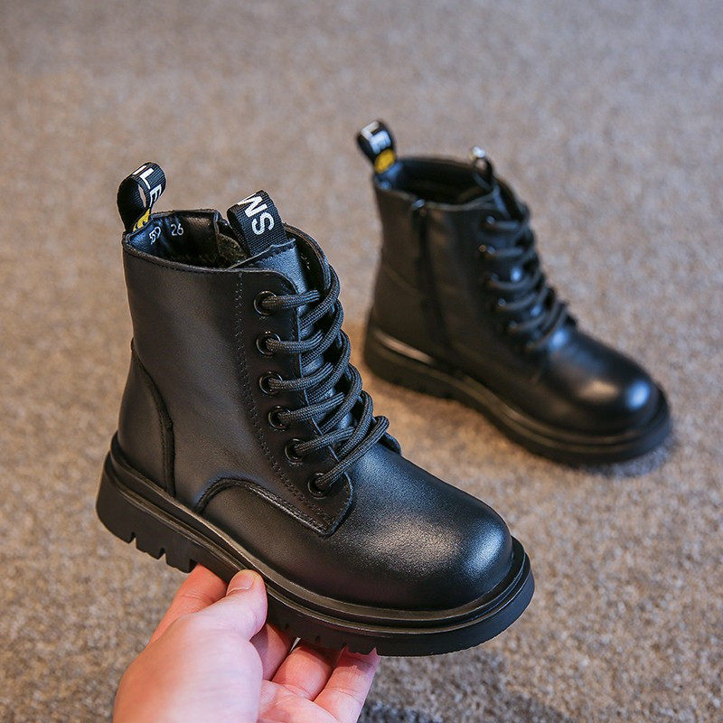 法国FAD ZOMO儿童真皮马丁靴2023春秋新款女童短靴黑英伦男童单靴_虎窝淘