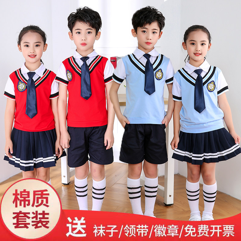 幼儿园园服夏季2025新款儿童英伦合唱班服小学生运动校服学院套装