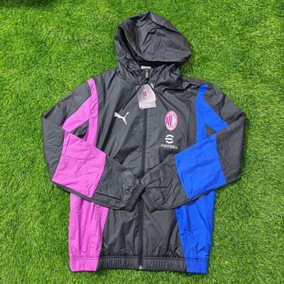 PUMA AC米兰 2324足球运动休闲连帽外套出场风雨衣夹克 772233