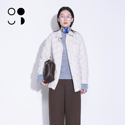 WZWJ·时尚简约中长款轻薄宽松长袖鸭绒菱形格羽绒服女W541Y16310