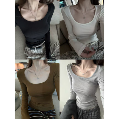 圆领长袖内搭显瘦T恤上衣女秋冬