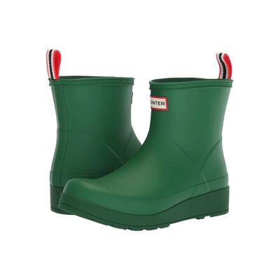 代购Hunter女士雨靴防水防滑透气轻便绿色短筒橡胶材质哑光表面