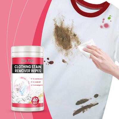 Jue Fish Clothing Stain Remover Wipes - Gently cleans tough