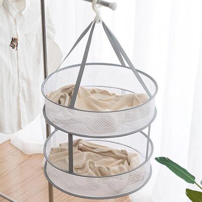 Foldable Laundry Basket for Home Use, Double-Layer Netted Dr