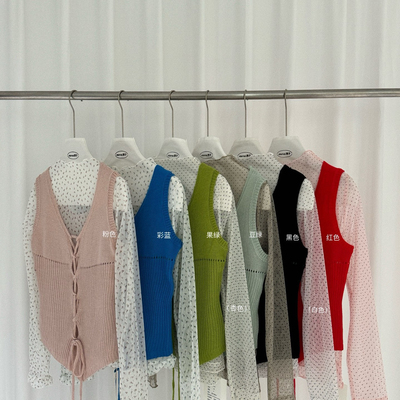 eternal.西子-26年早春首爆前绑带设计感收腰纯色针织马甲m2075