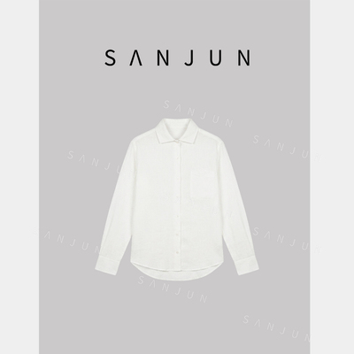 SANJUN【初意】简约休闲舒适宽松版长袖衬衫 S4086
