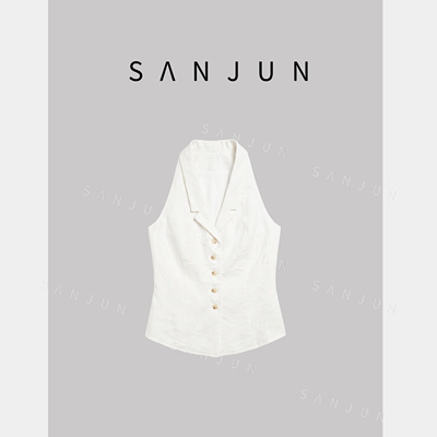 SANJUN【素笺留白】高质设计款知性感无袖V领马甲 LW61S264