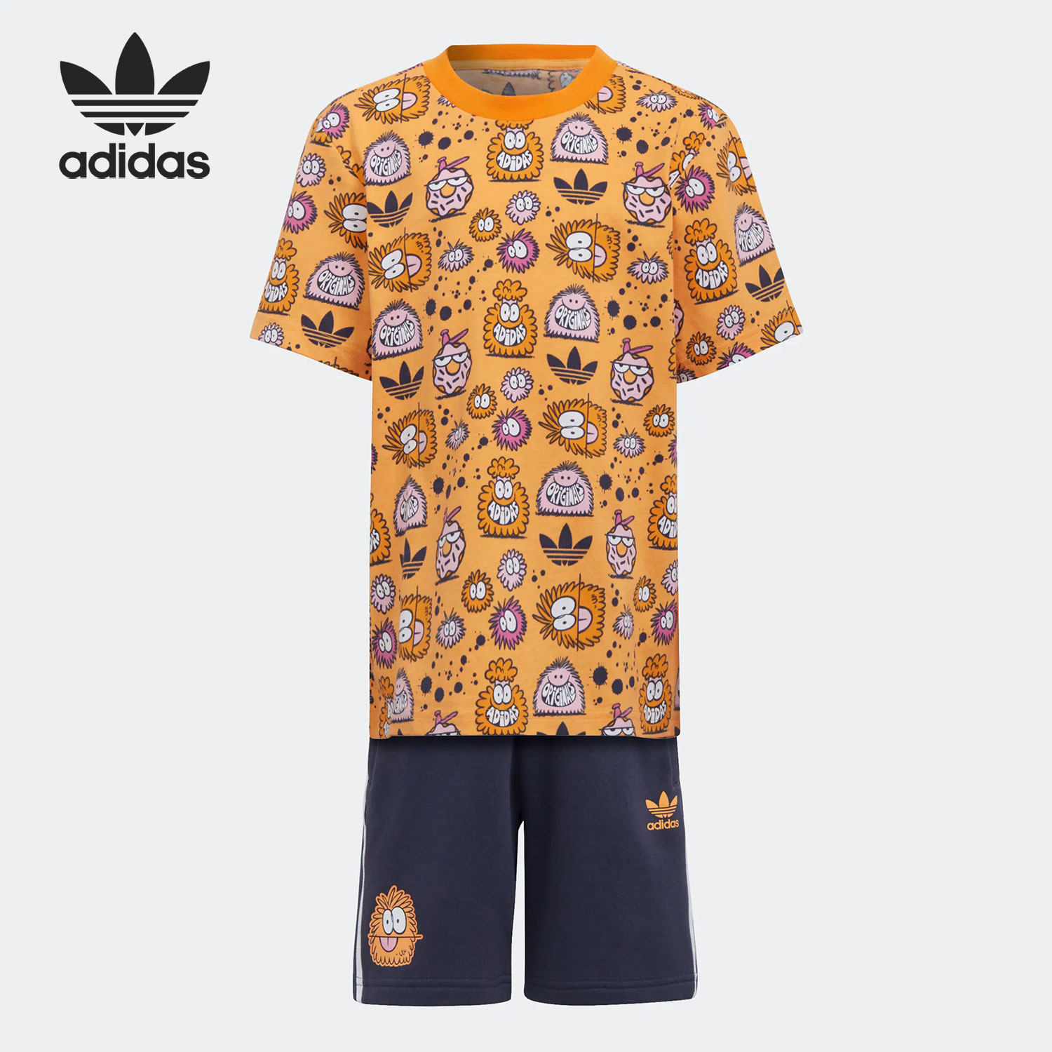 Adidas/阿迪达斯正品三叶草Kevin Lyons小童运动短袖套装 HF7551_虎窝淘