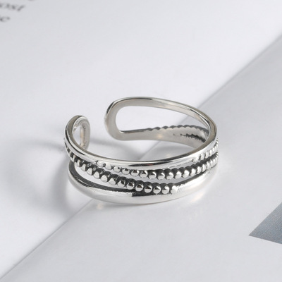 Vintage distressed S925 sterling silver twist ring personali