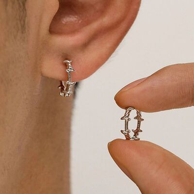 Punk Silver Color Thorns Hoops Earrings for Women Men Teens