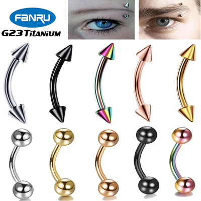 G23 Titanium Piercing Eyebrow Ring Banana 16G Curved