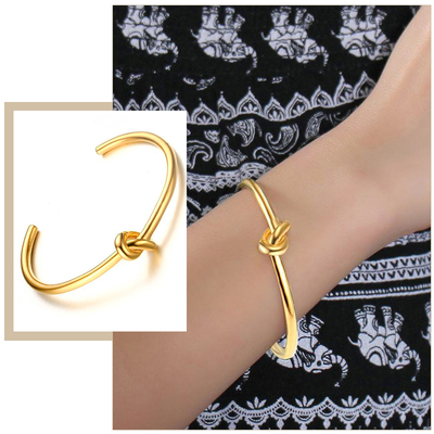 Candid Style Knot Cuff Bangle for Women,Gold Color