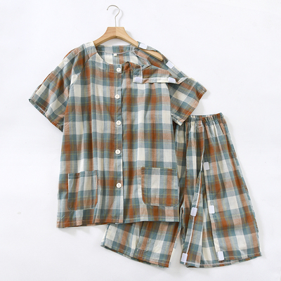 男纯棉短袖短裤易穿脱术后夏透气