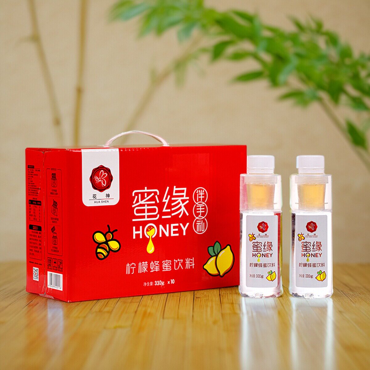 花神蜂蜜水分离式柠檬蜜汁便携饮料水330g*10瓶/箱