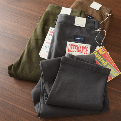 5127秋冬季厚款重磅纯棉弹力美式复古水洗直筒工装休闲裤长裤子男